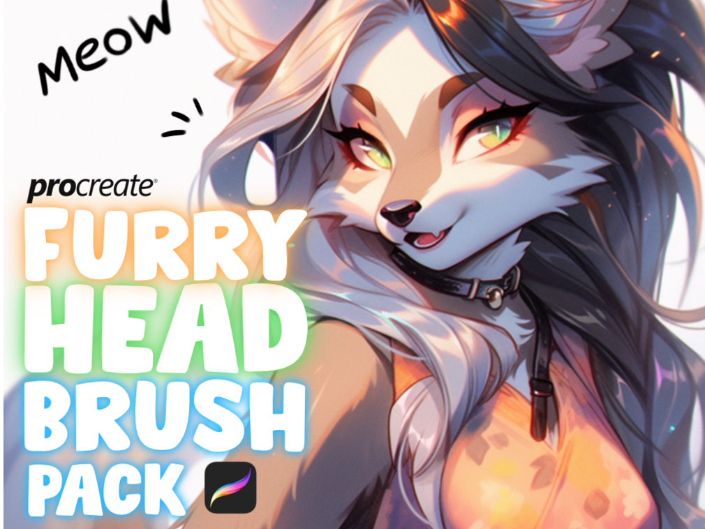 Furry Head Procreate Brushes - GraphicsBunker