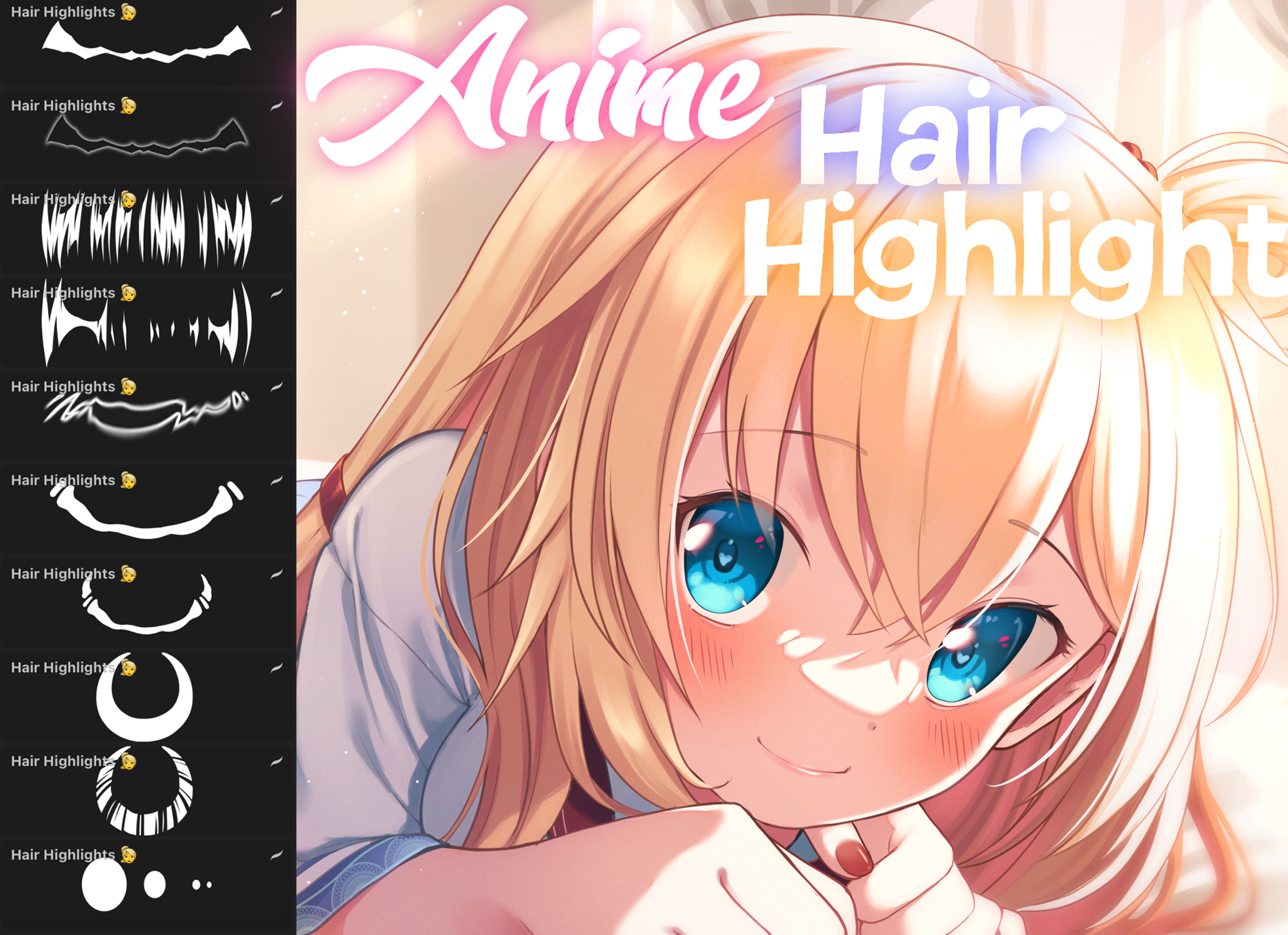 Hair Highlights Procreate Brushes - GraphicsBunker