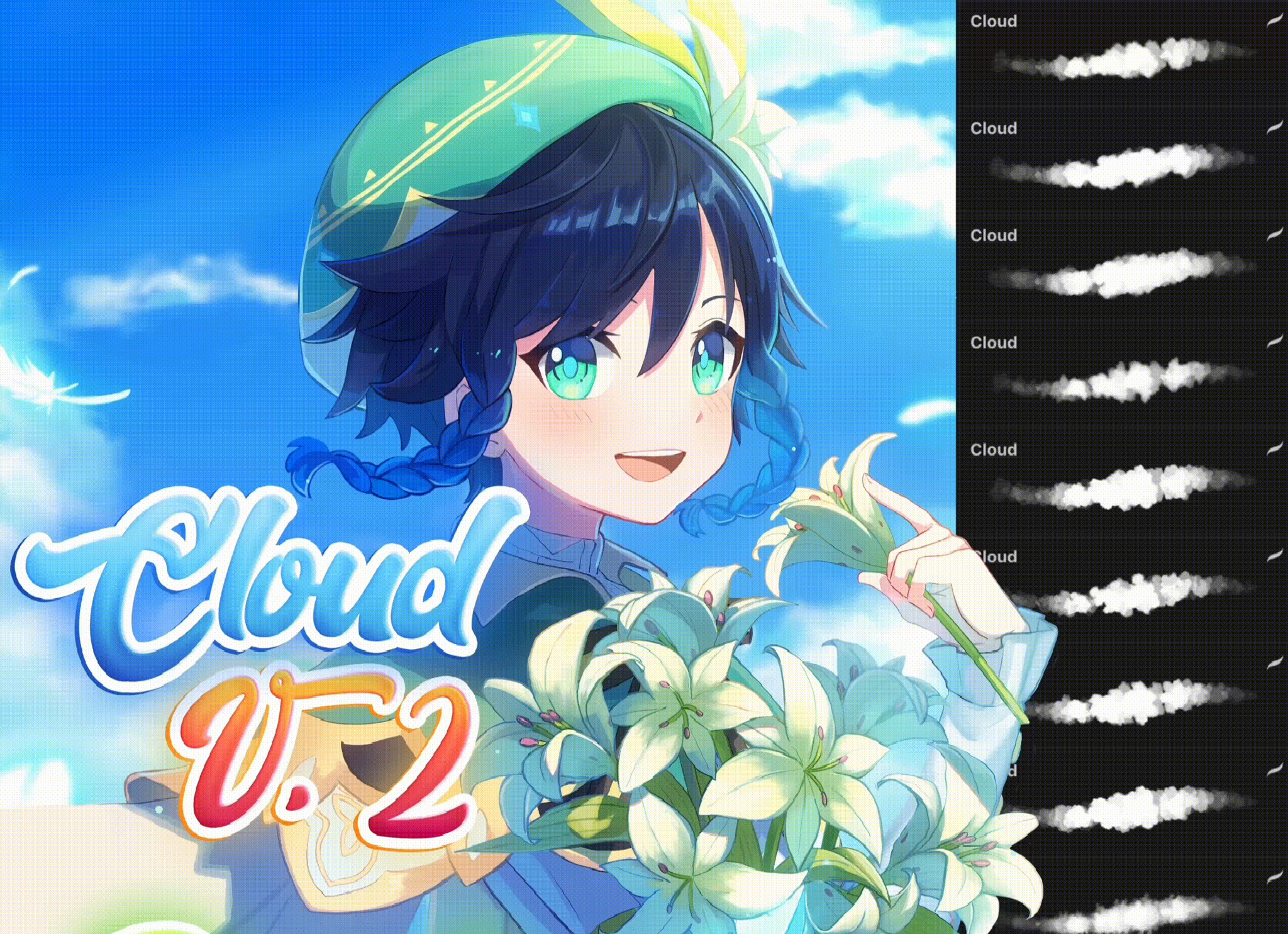 Anime Cloud Procreate Brushes - GraphicsBunker