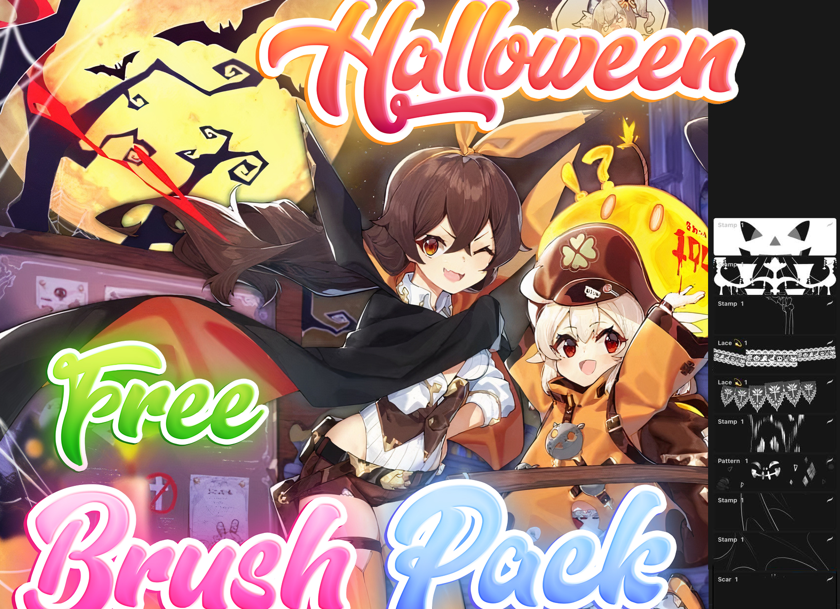 Anime Halloween Procreate Brushes - GraphicsBunker