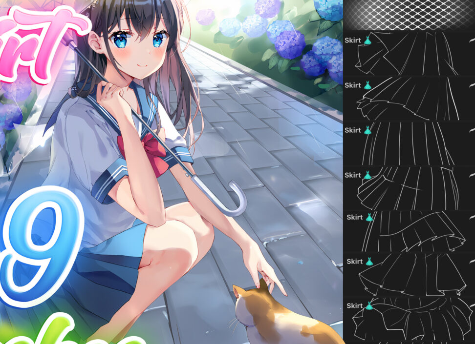 Anime Skirt Procreate Brushes - GraphicsBunker