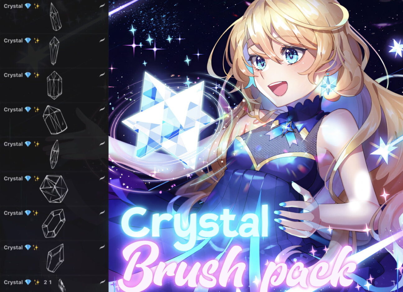Crystal Diamond Procreate Brushes - GraphicsBunker