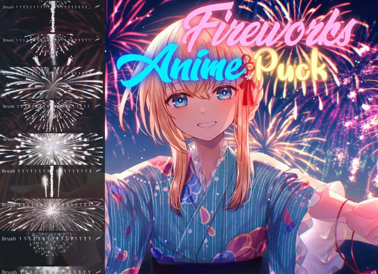 Fireworks Anime Procreate Brushes - GraphicsBunker