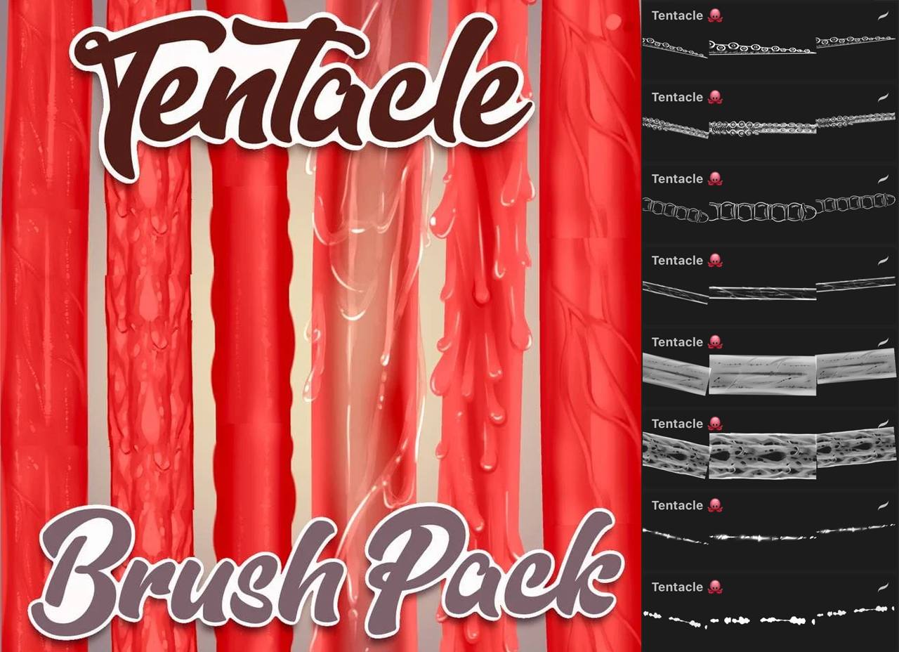 Tentacle Procreate Brushes - GraphicsBunker