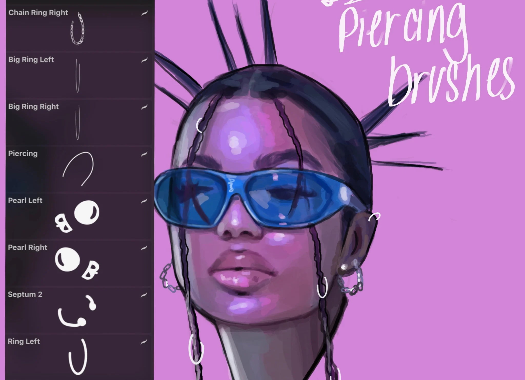 Anime Piercing Procreate Brushes - GraphicsBunker