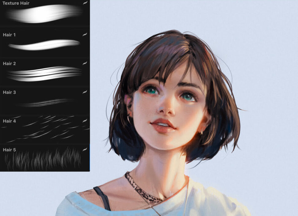 Hair Set Procreate Brushes - GraphicsBunker