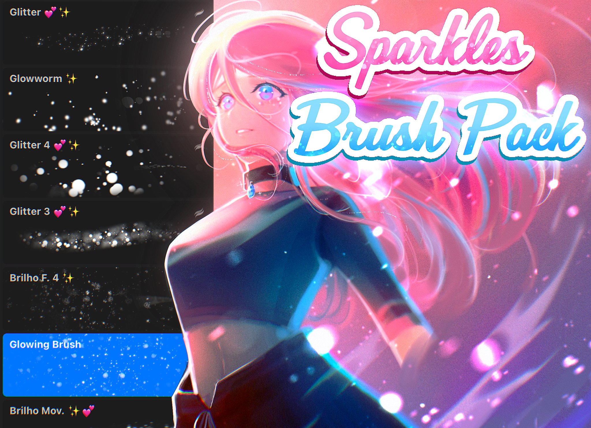 Anime Sparkle Procreate Brushes - GraphicsBunker