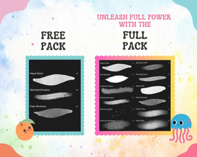 Watercolor Cartoon Procreate Brushes - GraphicsBunker