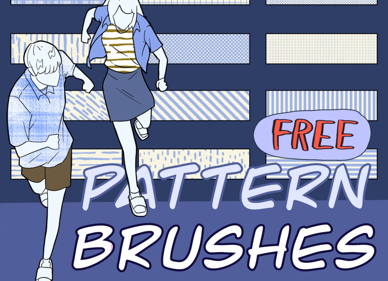 15 Basic Pattern Procreate Brushes - GraphicsBunker