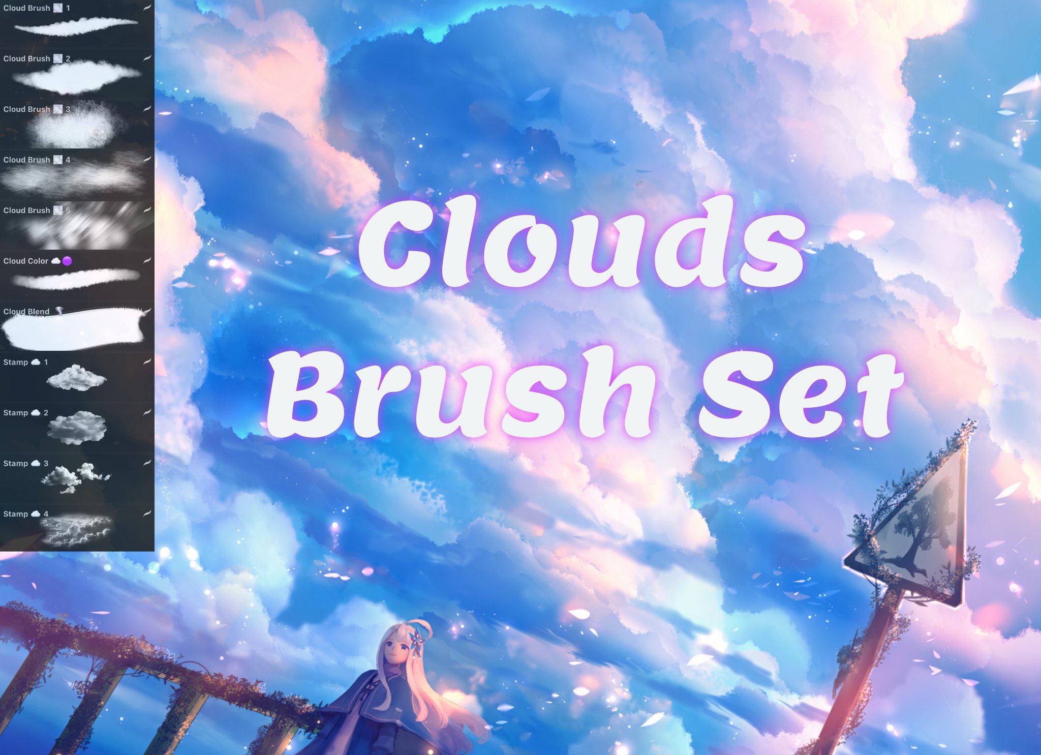 Realistic Clouds Procreate Brushes - GraphicsBunker