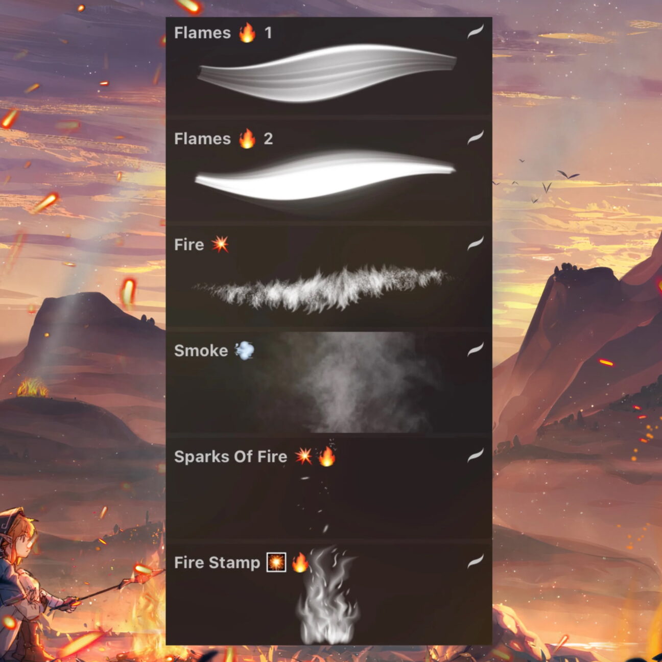 Fire Flames Procreate Brush Set - GraphicsBunker