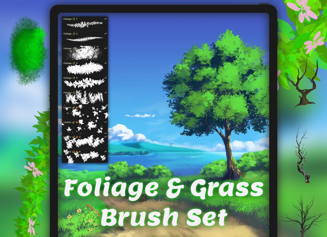 Grass & Fields Brushes - GraphicsBunker