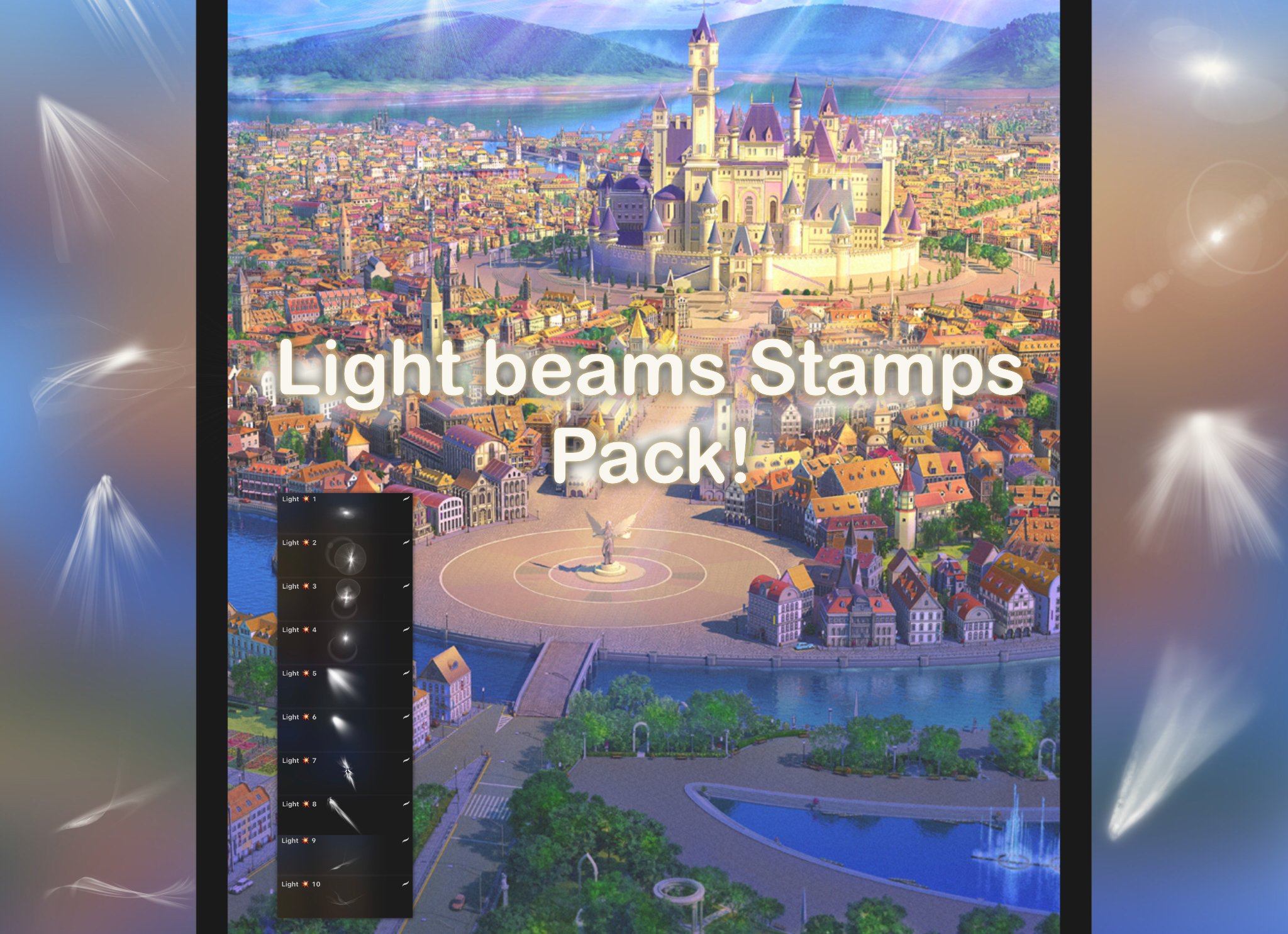 Light Beams Procreate Brushes - GraphicsBunker