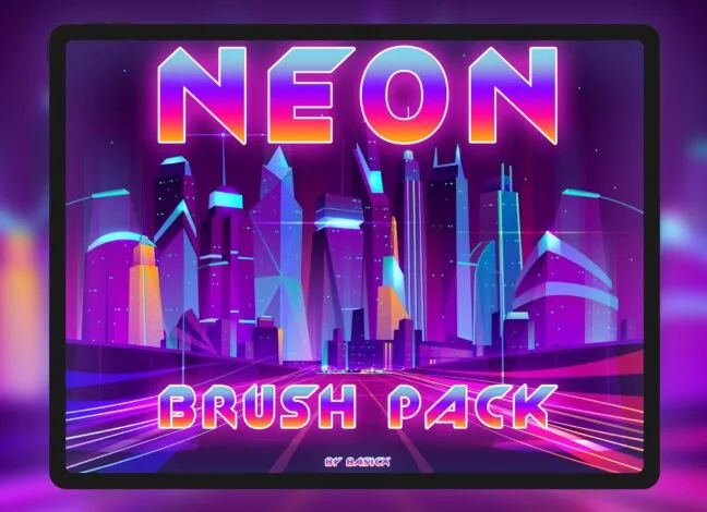 Sample Neon Procreate Brushes - GraphicsBunker