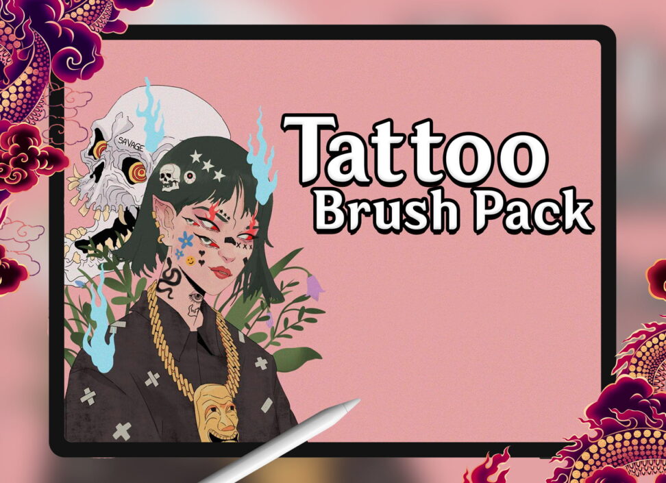 Essential Tattoo Brushes Procreate - GraphicsBunker