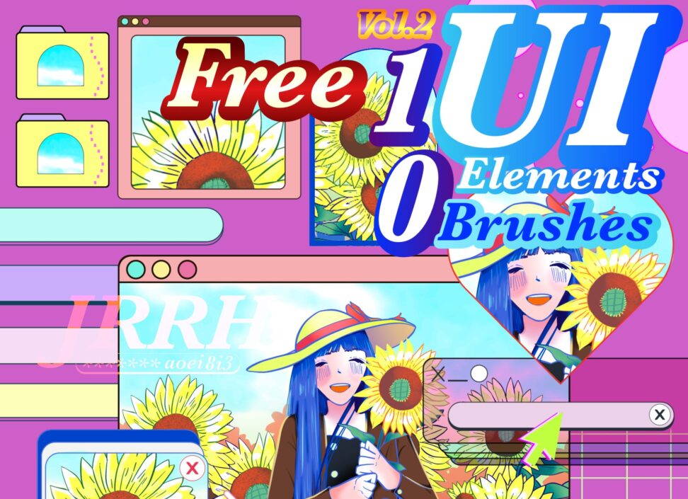 UI Elements Procreate Brushes - GraphicsBunker