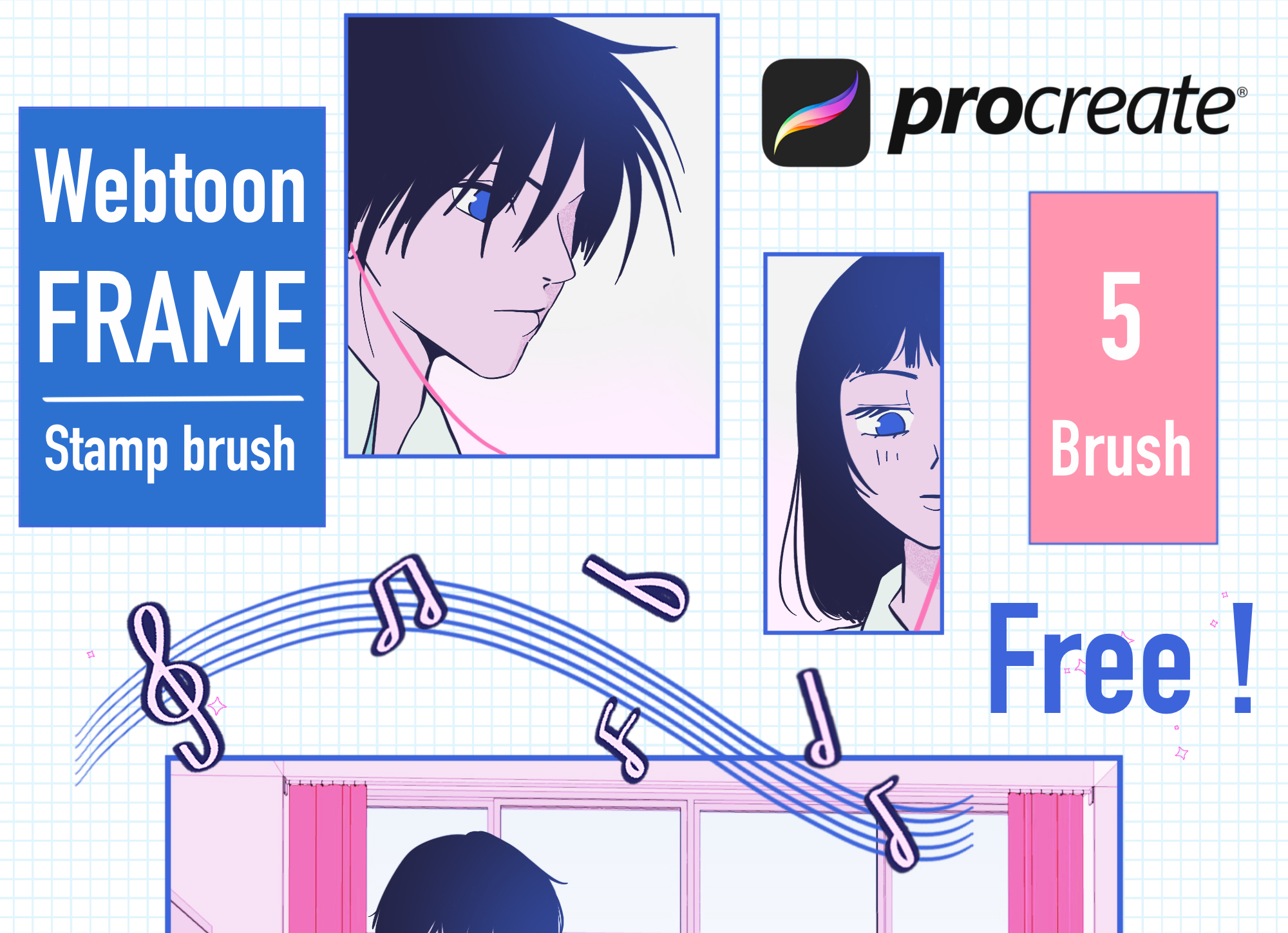 Webtoon Frame Procreate Brushes - GraphicsBunker