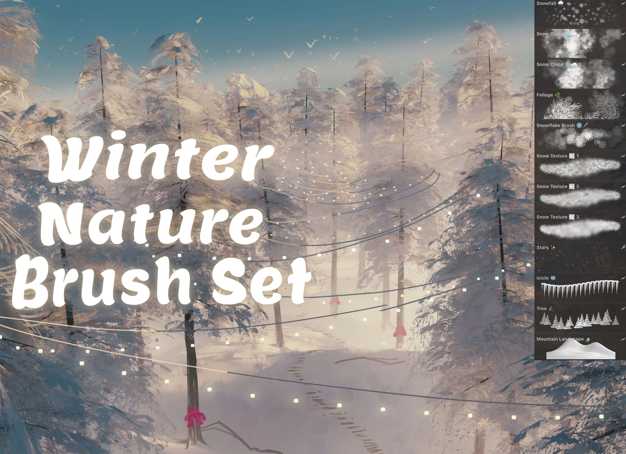 Winter Nature Procreate Brush Set - GraphicsBunker