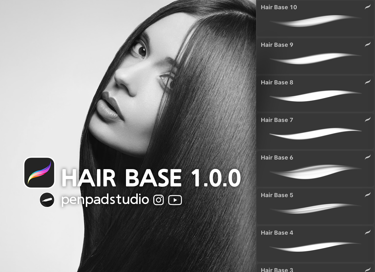 Hair Base Procreate Brushes - GraphicsBunker