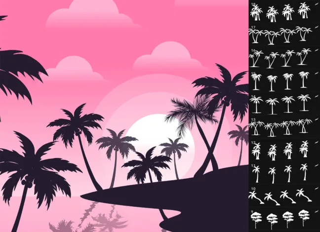 Palm Tree Procreate Brushes - GraphicsBunker