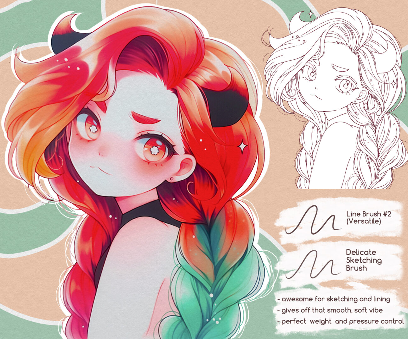 Soft Lineart Procreate Brushes - GraphicsBunker