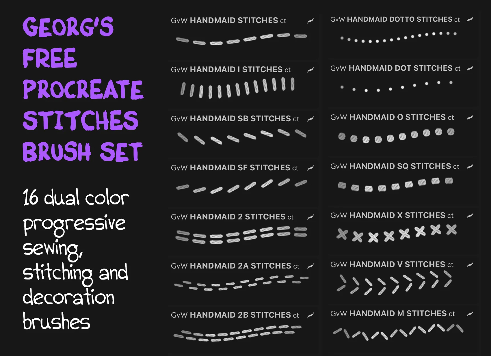 Zipper Stitches Procreate Brushes - GraphicsBunker