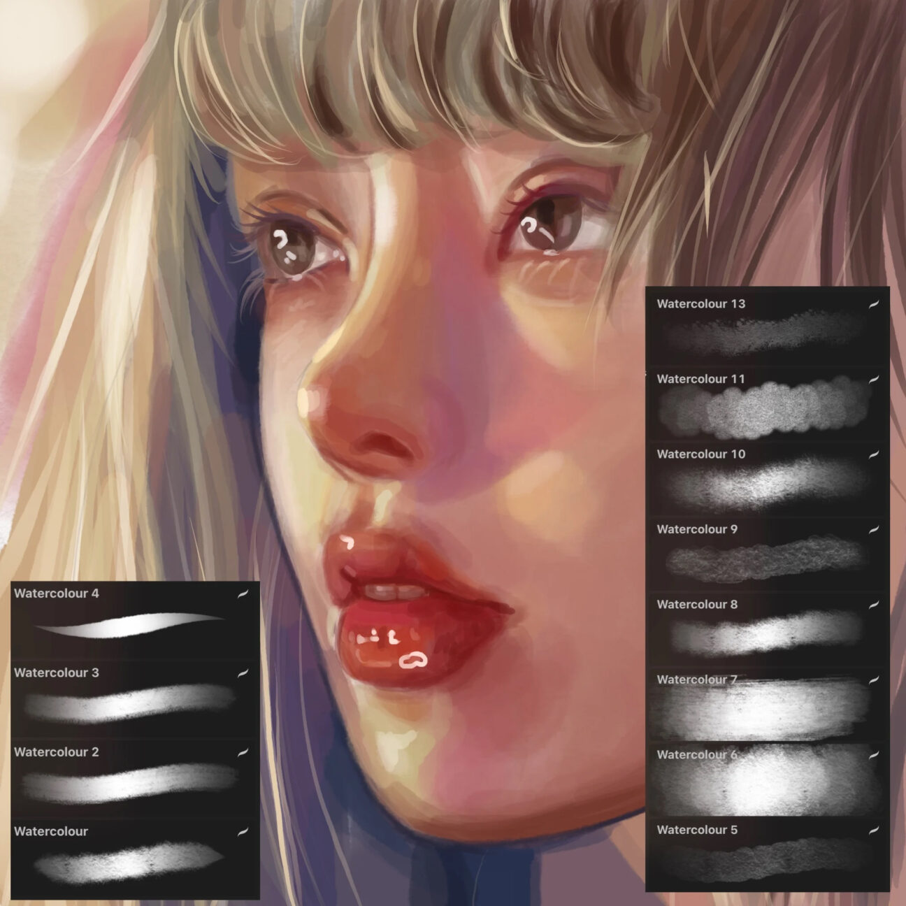 Aquareal Watercolour Procreate Brushes - GraphicsBunker