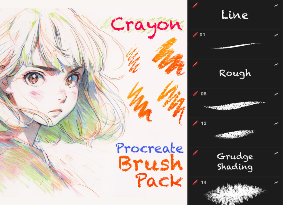 Charming Crayon Procreate Brushes - GraphicsBunker
