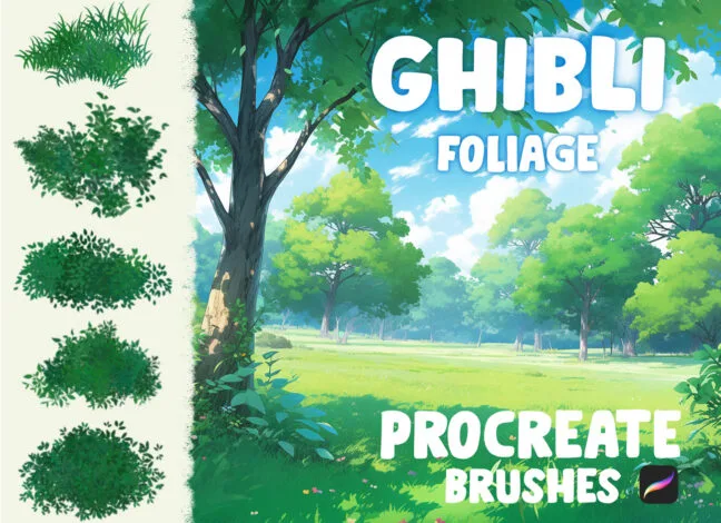 Ghibli Foliage Procreate Brushes - GraphicsBunker