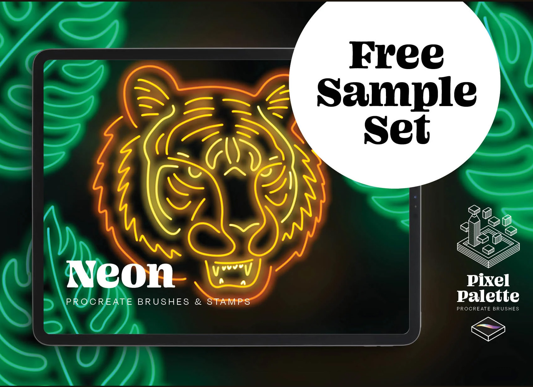 Mini Neon Procreate Brushes - GraphicsBunker