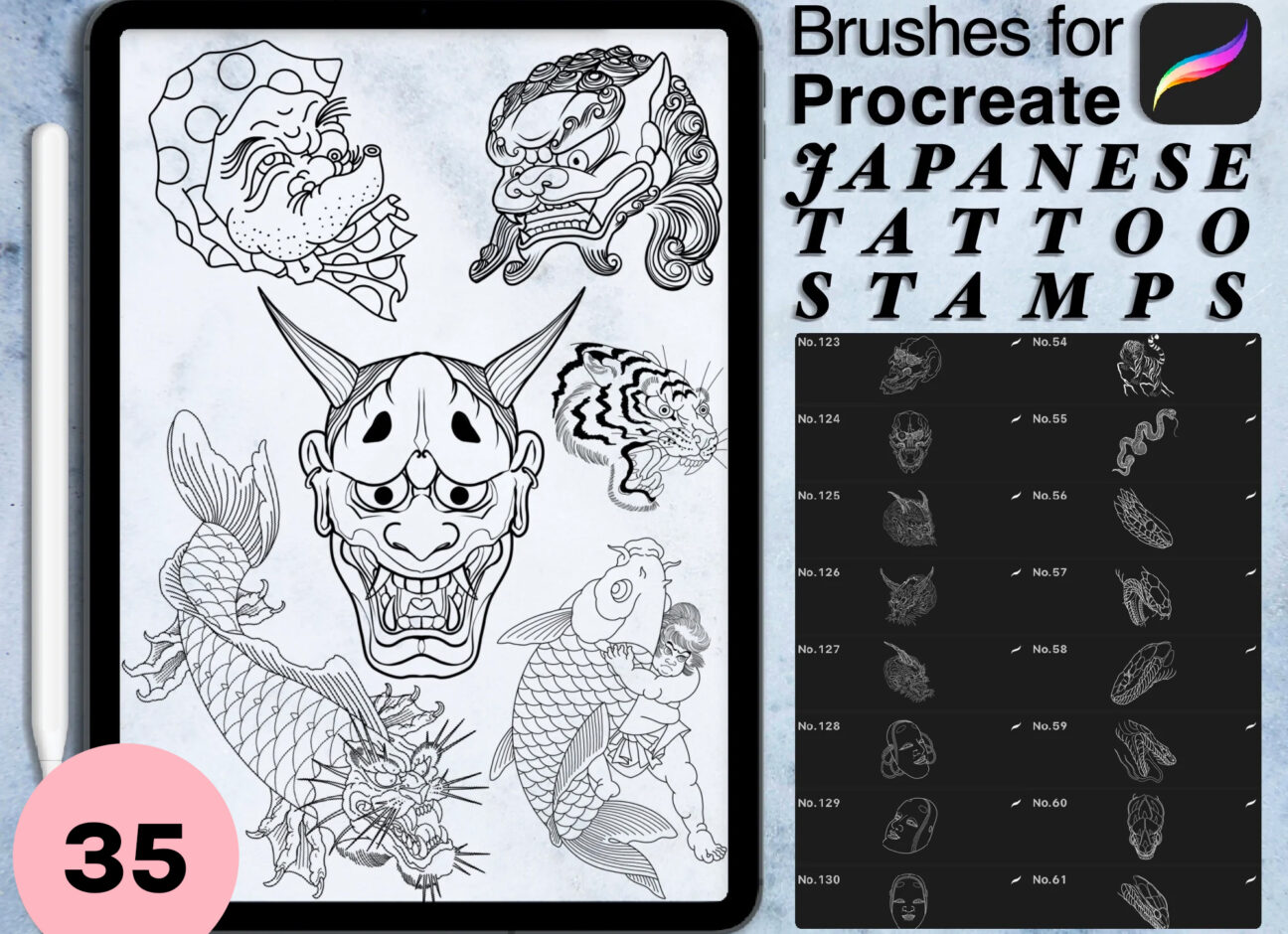 Essential Tattoo Brushes Procreate - GraphicsBunker