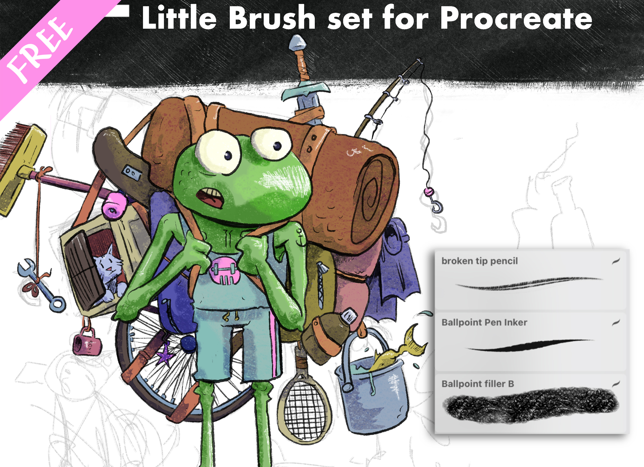 Ballpoint Pen Procreate Brushes - GraphicsBunker