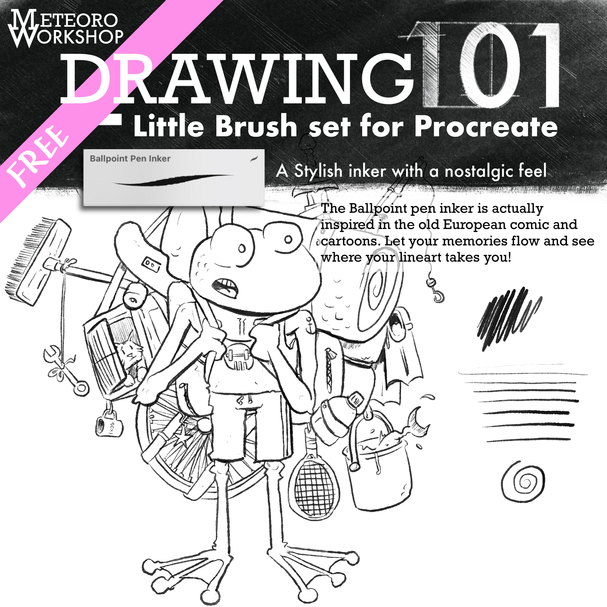 Ballpoint Pen Procreate Brushes - GraphicsBunker