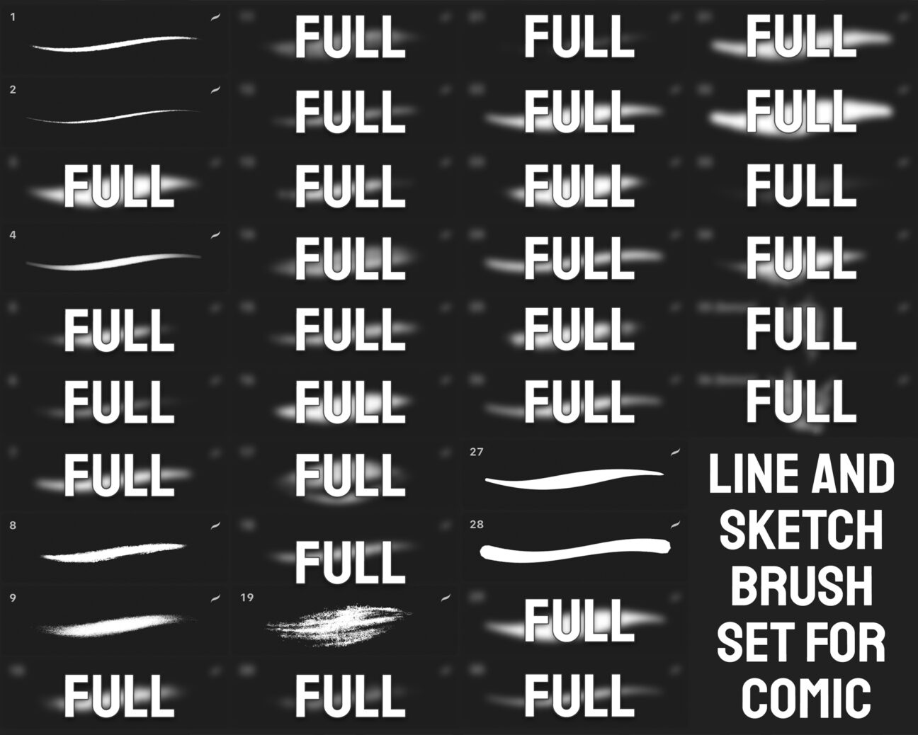 Comic Line & Sketch Procreate Brushes - GraphicsBunker