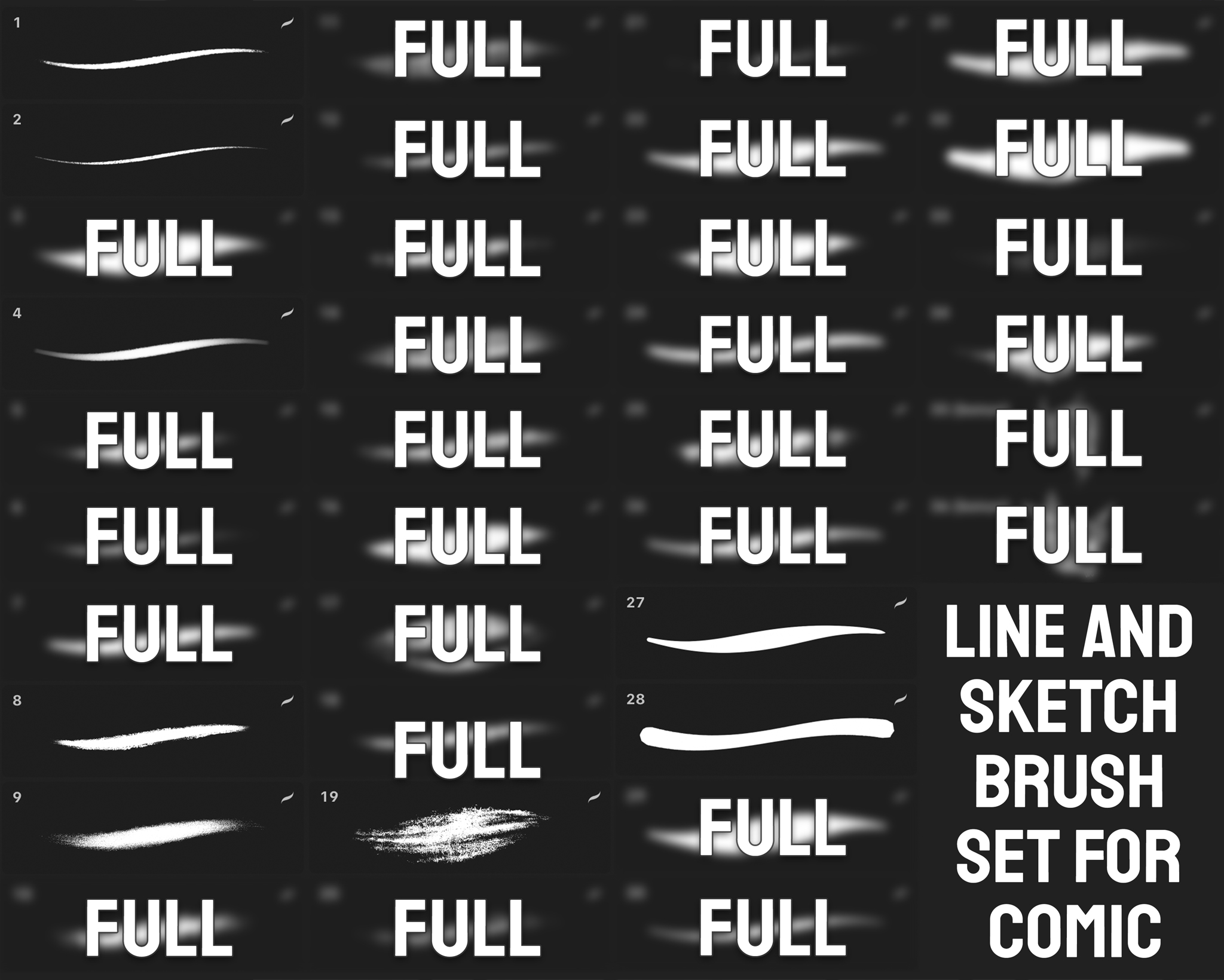 Comic Line & Sketch Procreate Brushes - GraphicsBunker