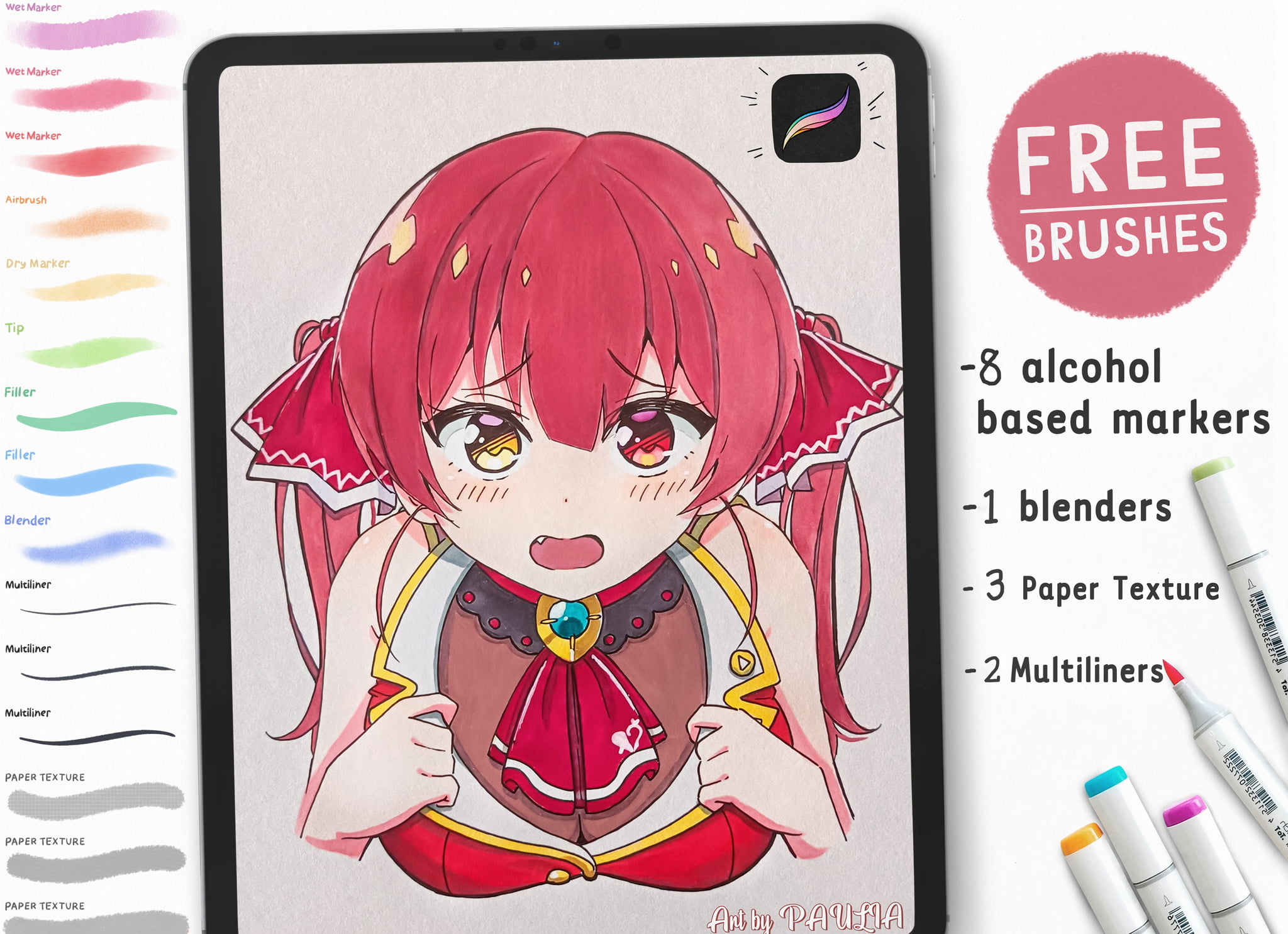 Copic Marker Procreate Brush Set - GraphicsBunker