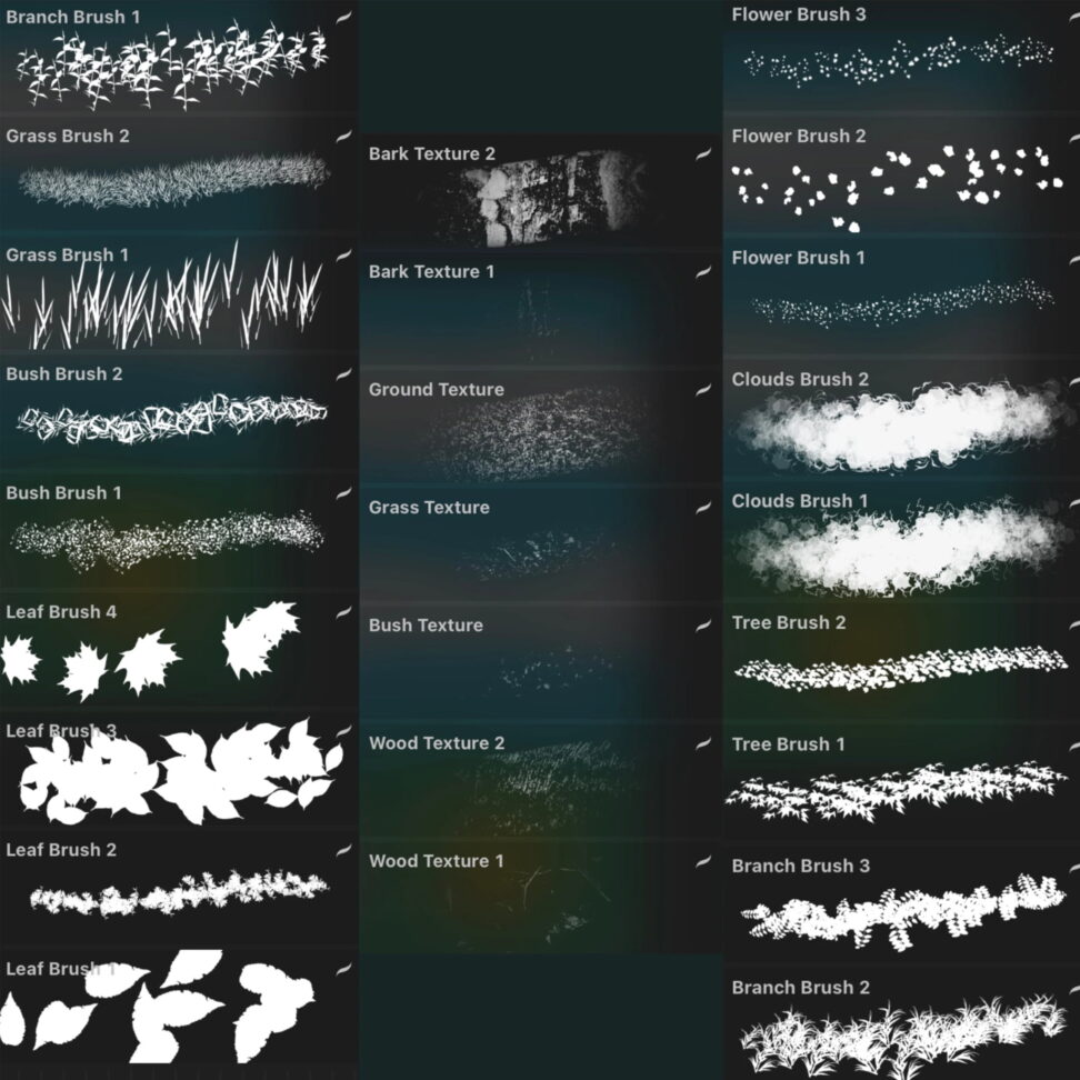 Floral & Leaf Procreate Brushes - GraphicsBunker