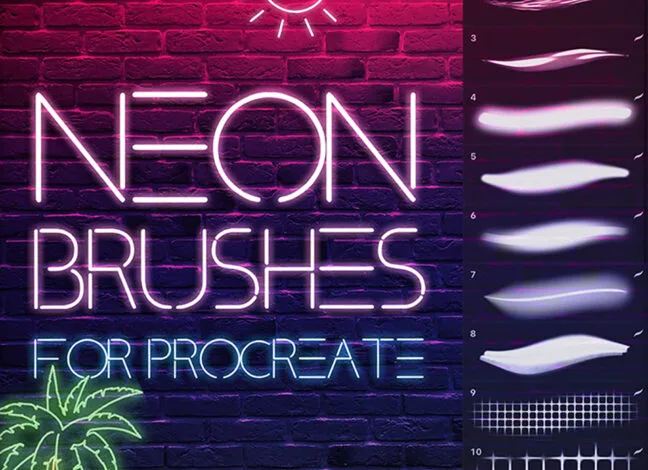 Neon Brushes For Procreate - GraphicsBunker