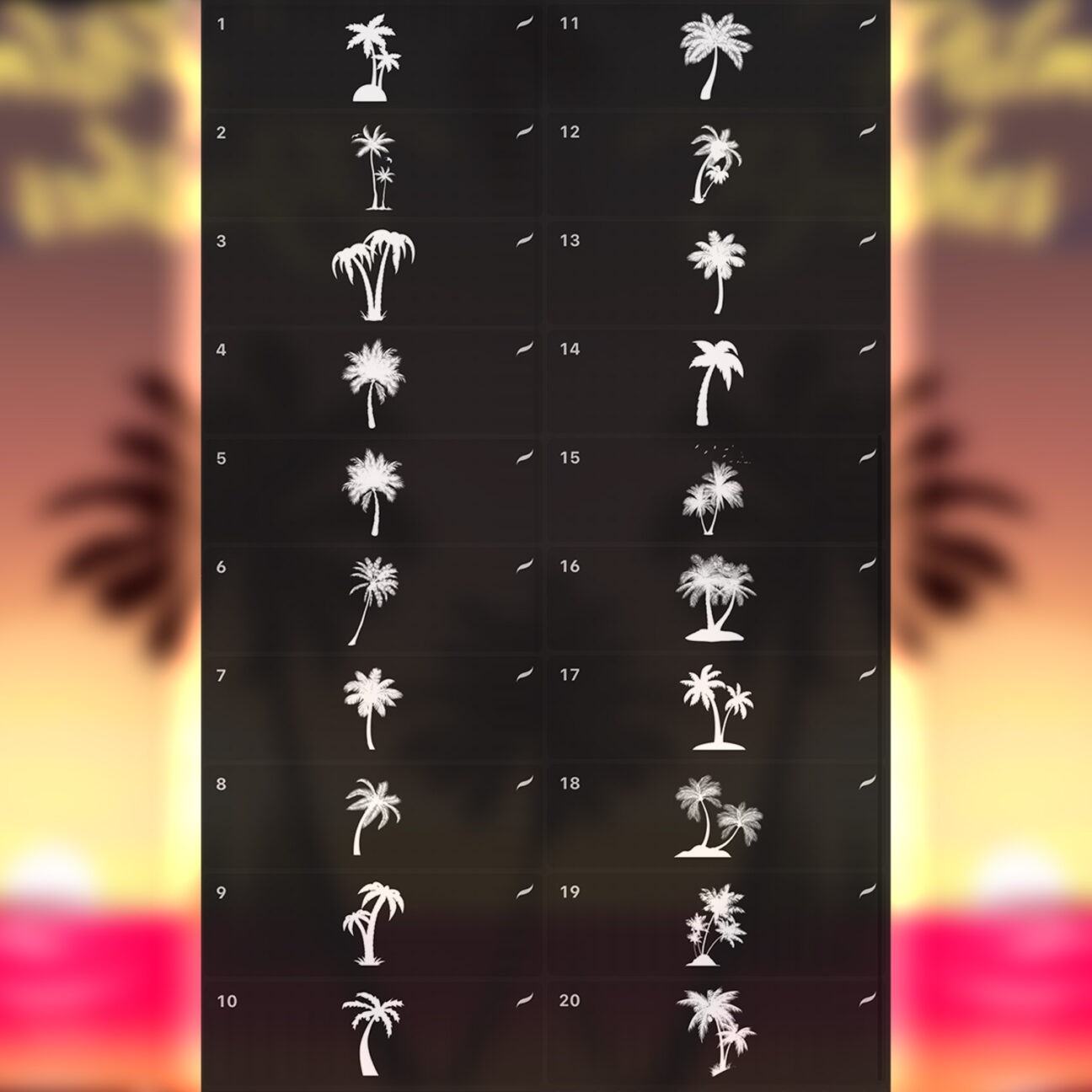 Palm Tree Procreate Brush Set - GraphicsBunker