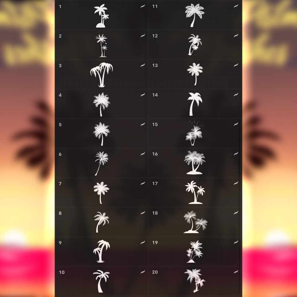 Palm Tree Procreate Brush Set - GraphicsBunker