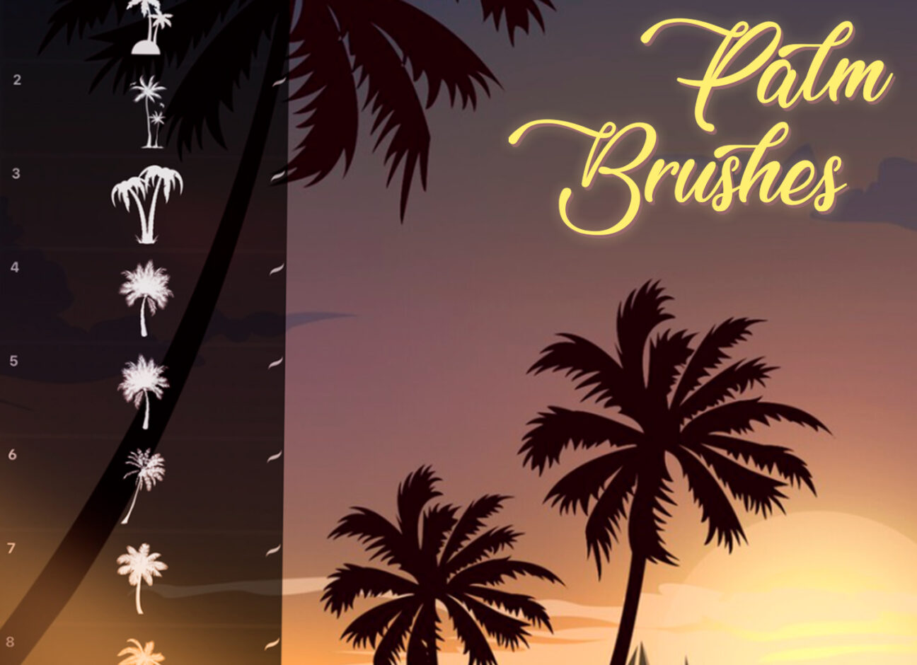 Palm Tree Procreate Brushes - GraphicsBunker
