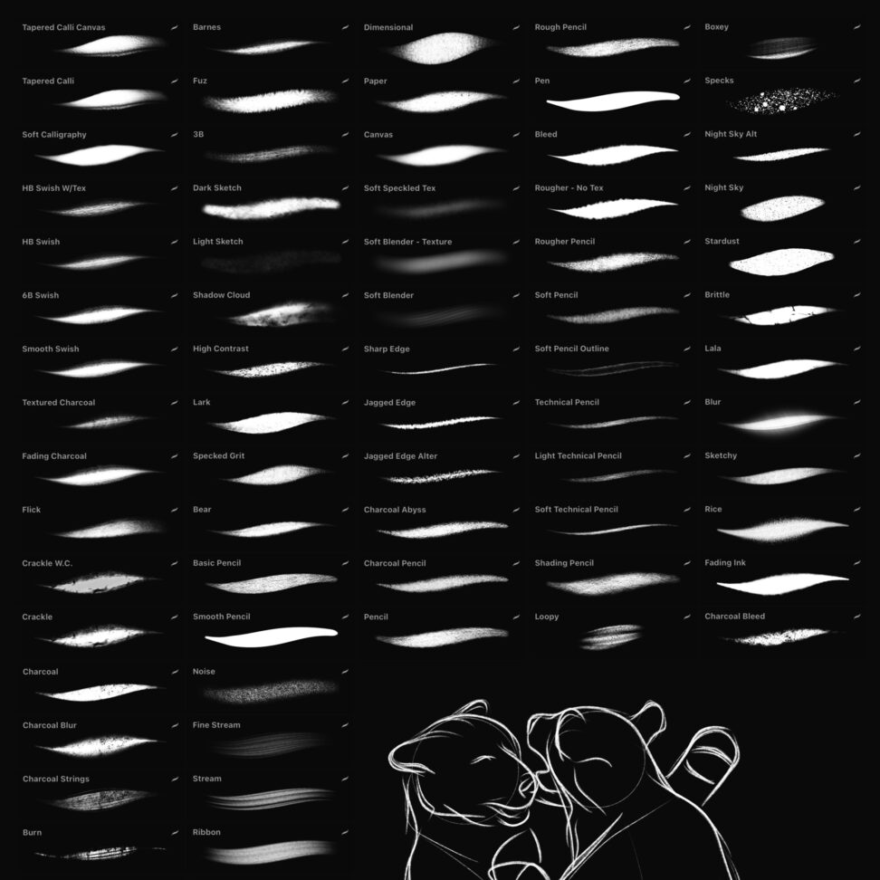 Pencil Sketching Procreate Brush Set - GraphicsBunker
