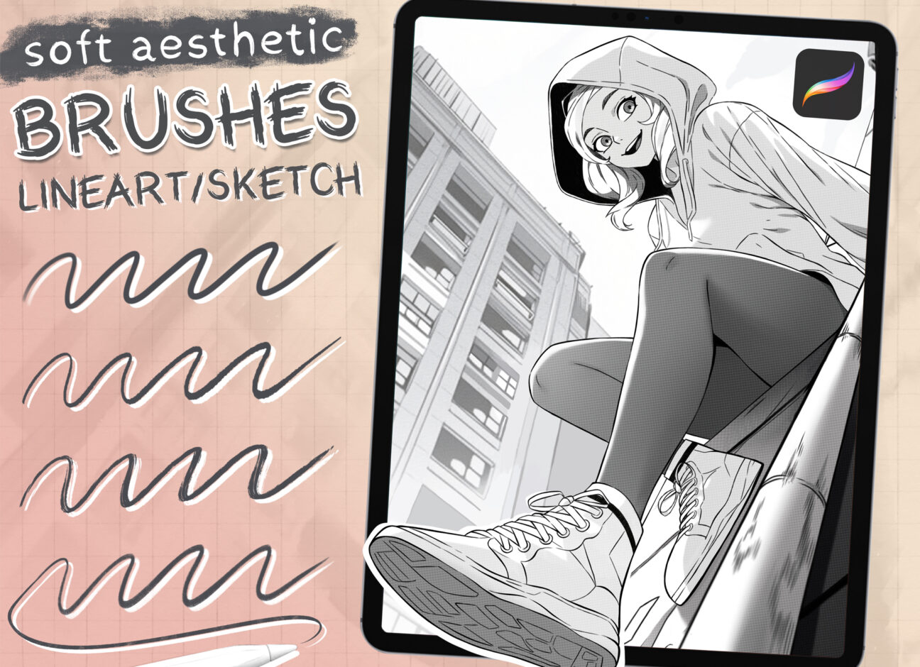 Soft Lineart Brushes Procreate - GraphicsBunker