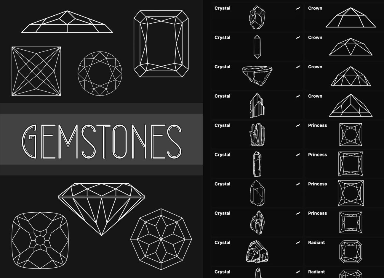 Crystal Diamond Procreate Brushes - GraphicsBunker