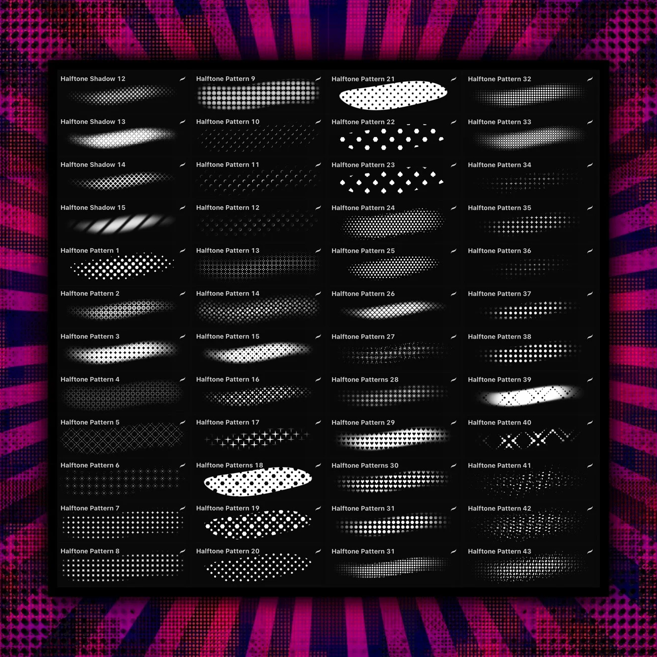 Manga Halftone Procreate Brushes - GraphicsBunker