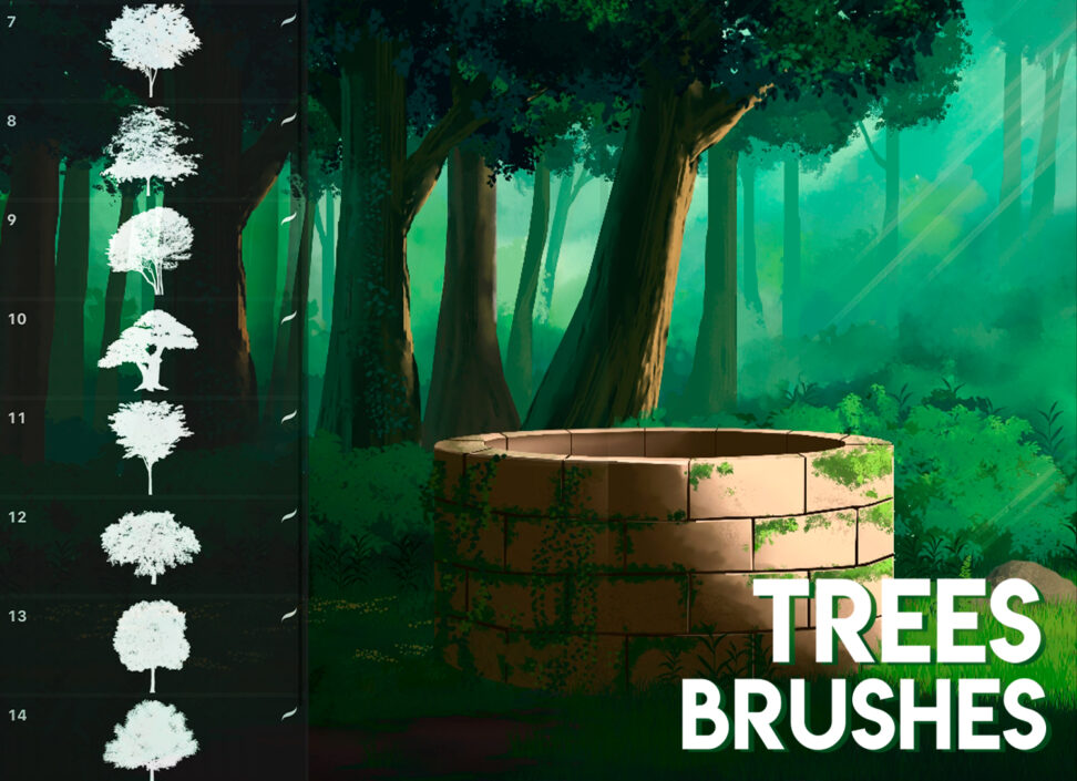 Trees Brushes For Procreate - GraphicsBunker