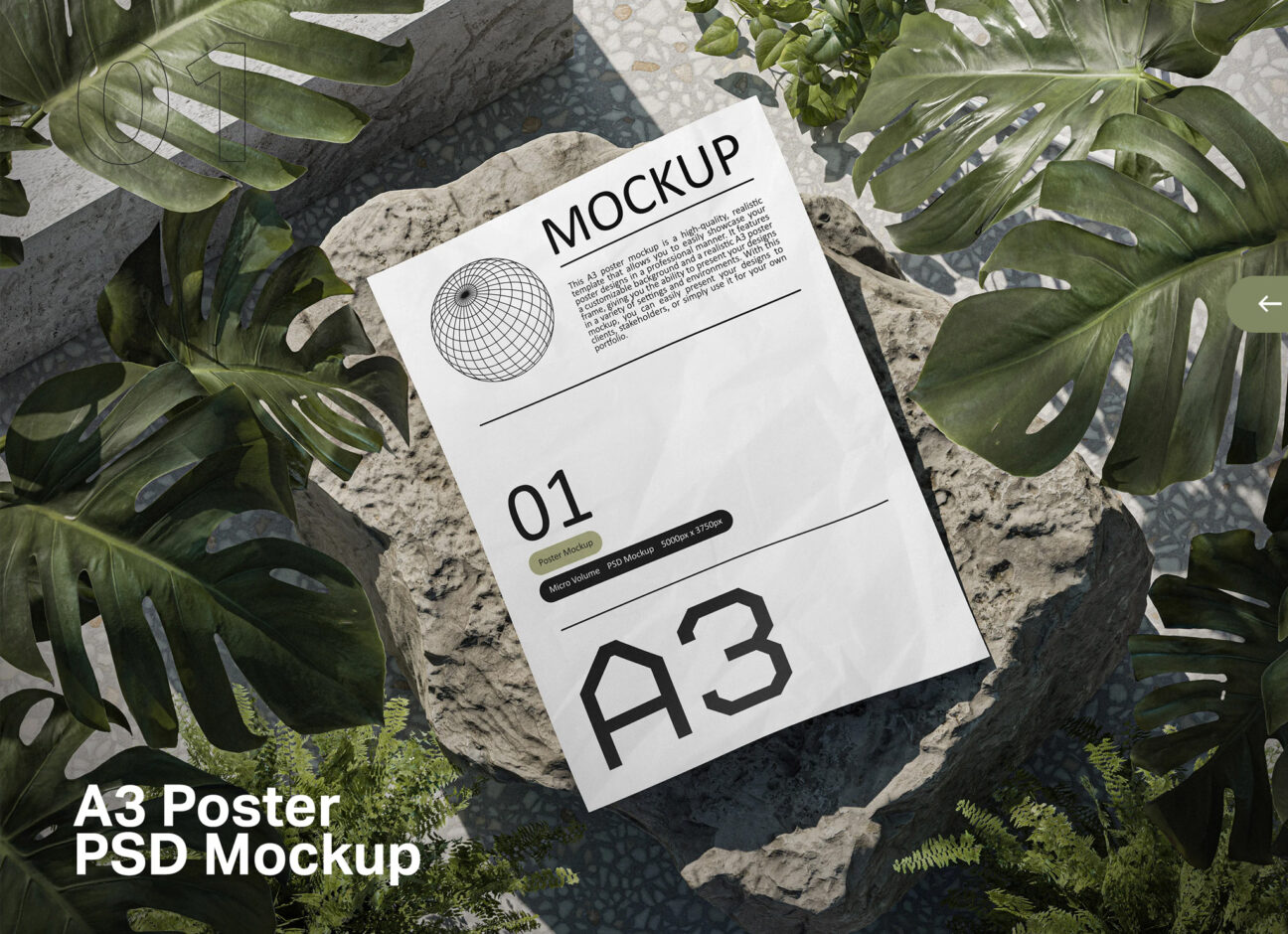 A3 Poster Mockup Textured Background - GraphicsBunker