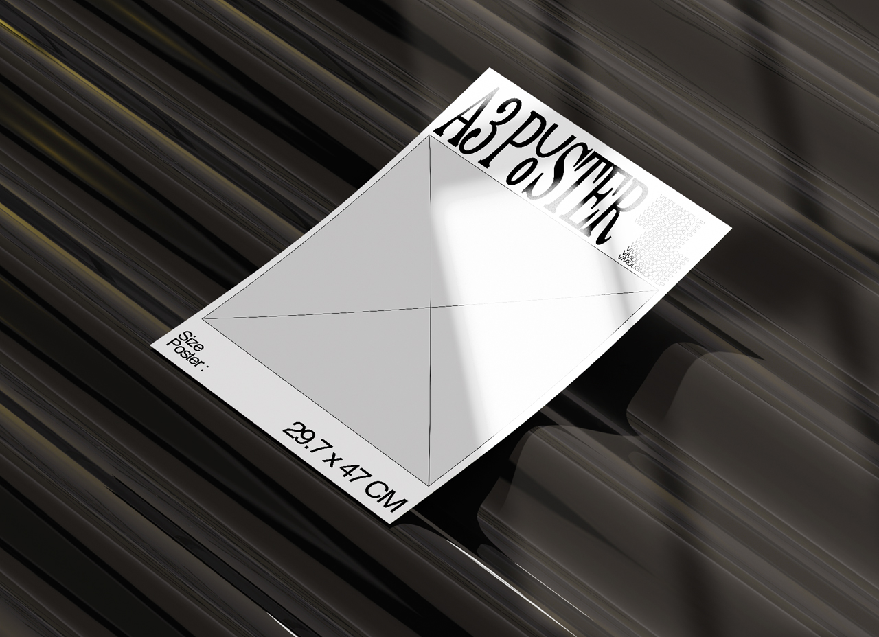 A3 Poster Mockup Textured Background - GraphicsBunker