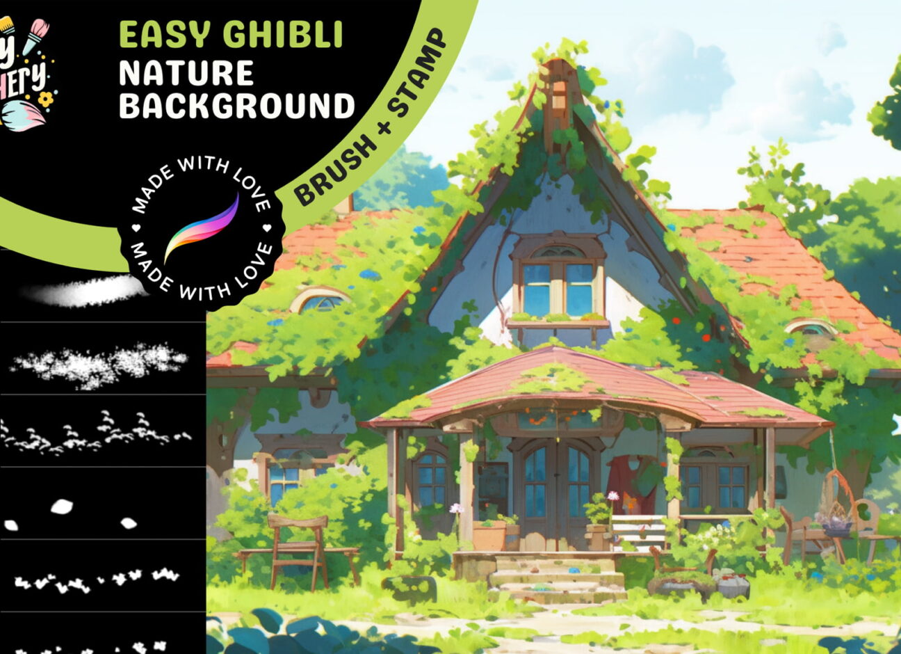 Ghibli Nature Procreate Brushes - GraphicsBunker