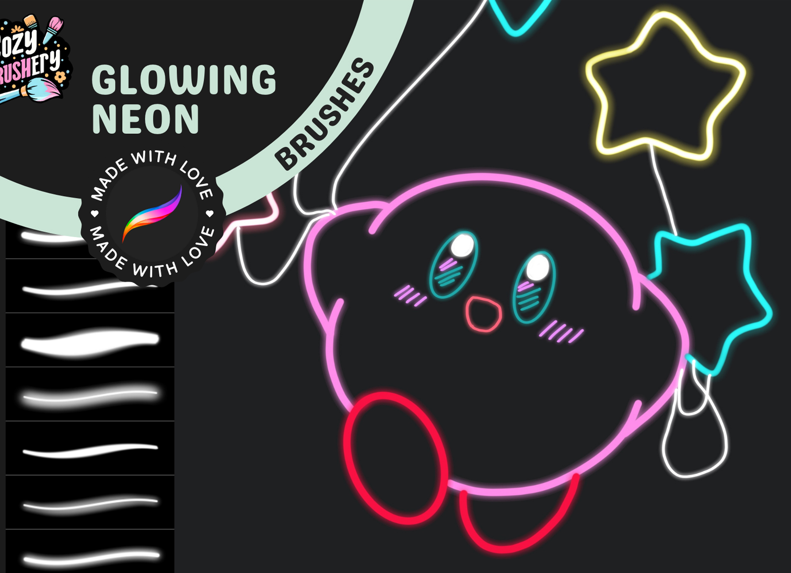 Glowing Neon Brushes For Procreate - GraphicsBunker